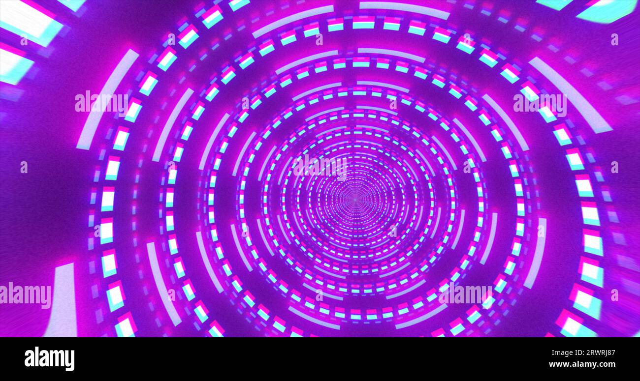 Abstract futuristic purple hi-tech tunnel from energy circles and magic ...
