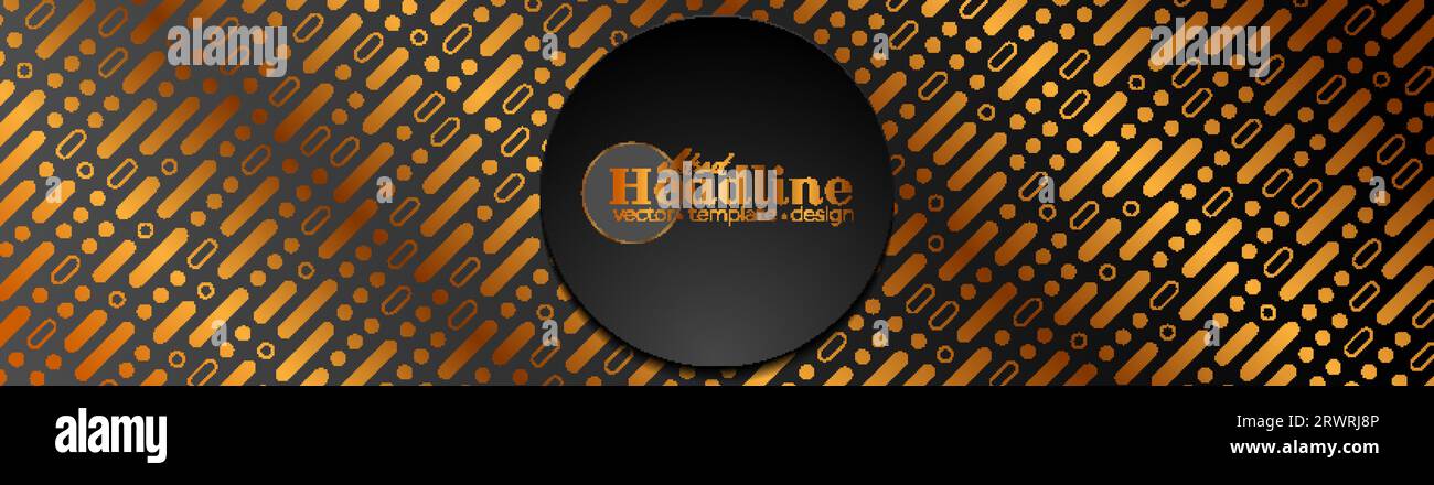 Bronze minimal geometric abstract banner with black circle. Vector technology background Stock ...