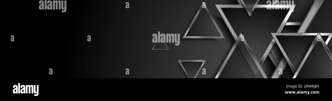 Hi-tech geometric banner design with silver triangles. Abstract ...