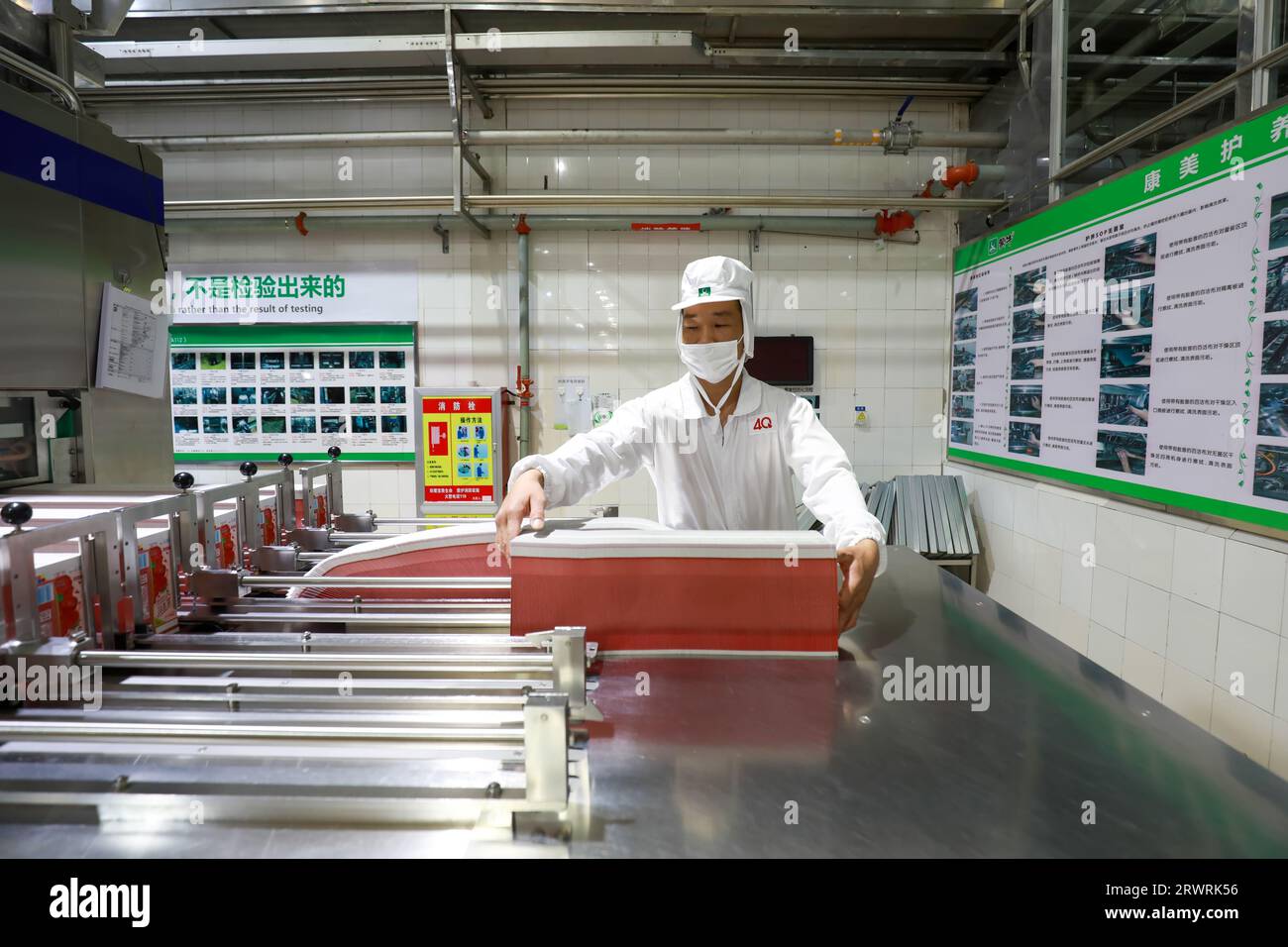 LUANNAN COUNTY, China - May 23, 2022: Workers work hard on the dairy ...