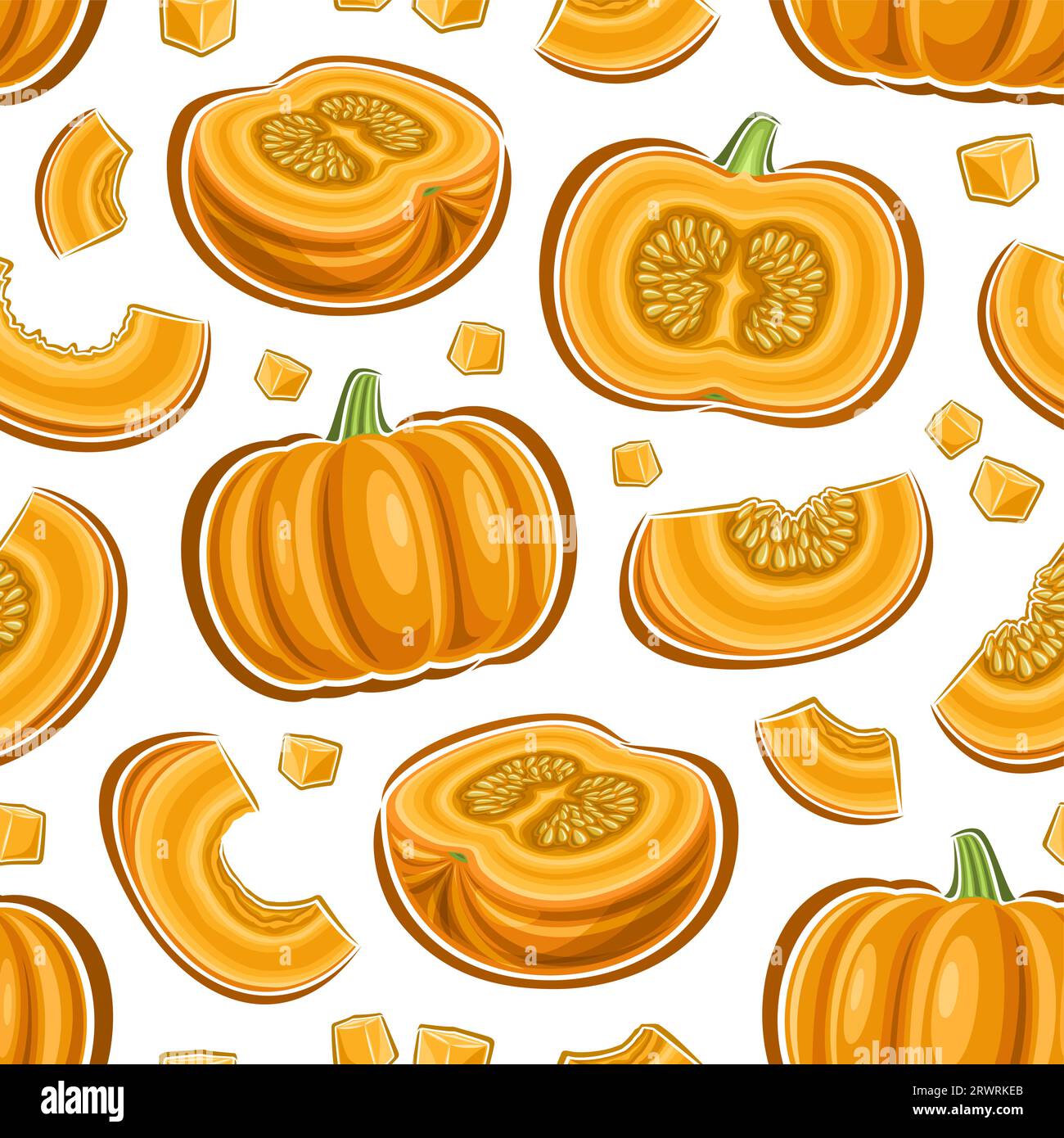 Vector Pumpkin Seamless Pattern, repeat background with cut out ...