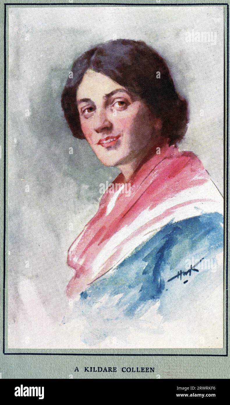 halftone portrait of an iconic Irish character - a Kildare Colleen ...