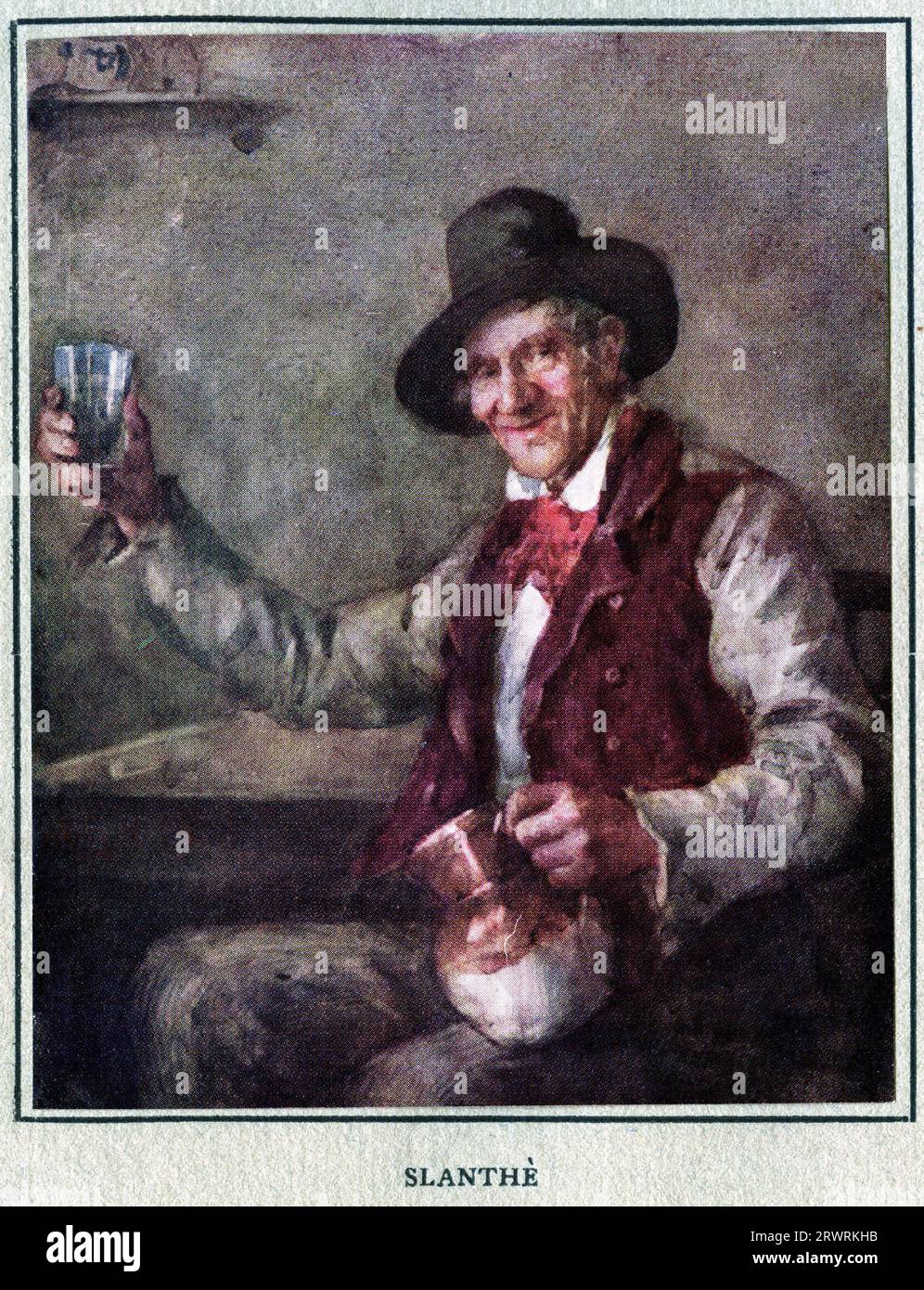 halftone portrait of an iconic Irish character - the slanthe. Circa ...