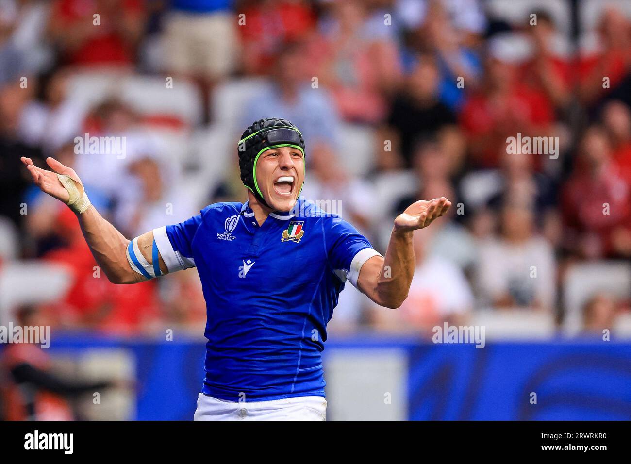 Nice, France. 20th Sep, 2023. Juan Ignacio Brex #13 of Italy scores ...