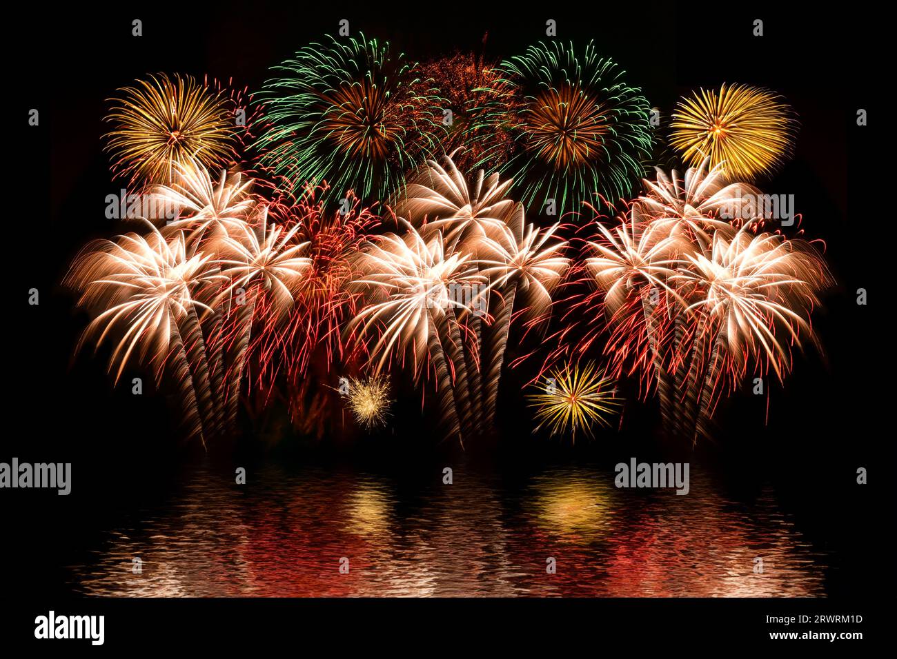 Colorful fireworks celebration and the night sky background with ...