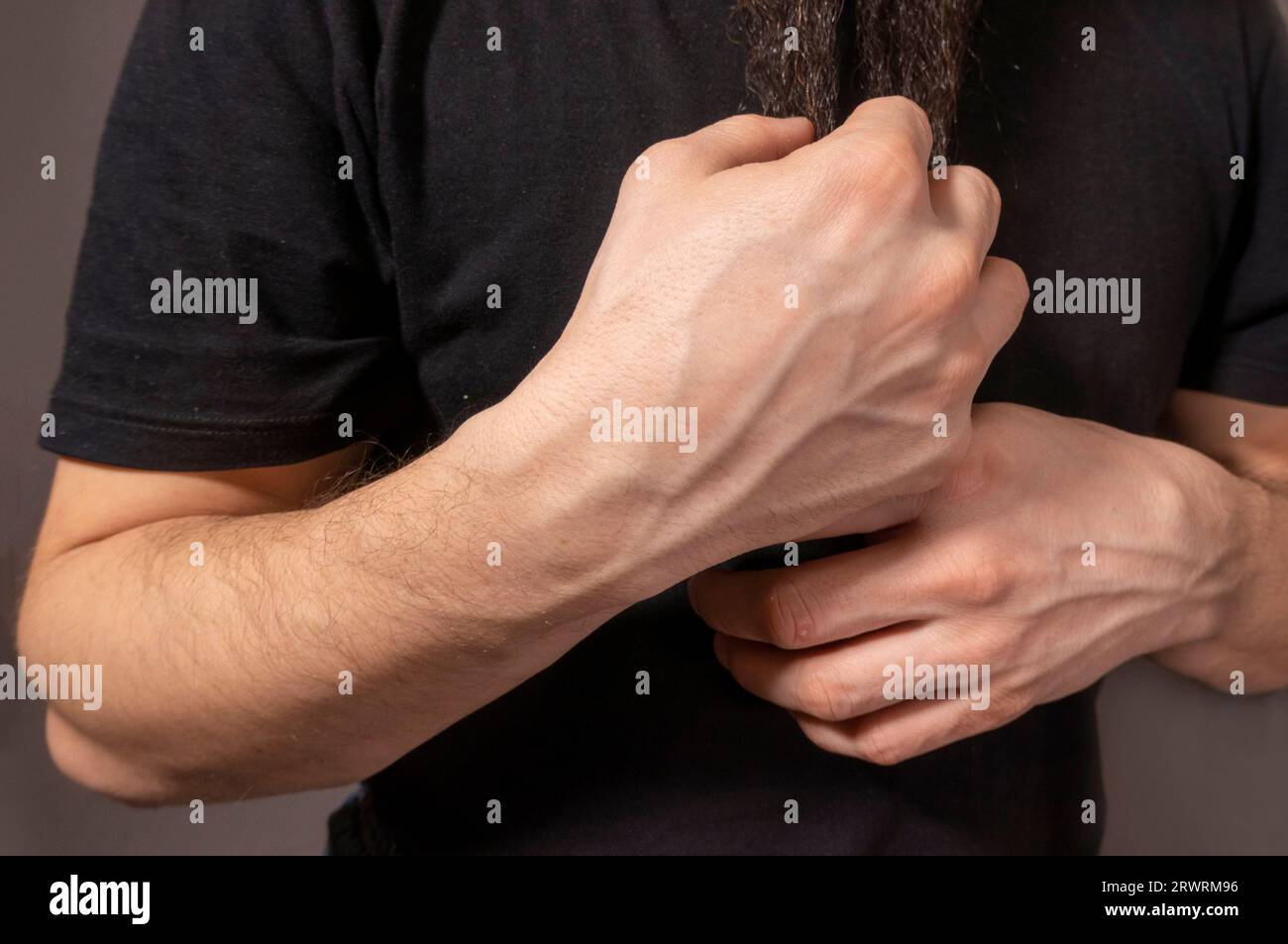 the man shows his hands, forearms. Mockup for tattoo Stock Photo - Alamy
