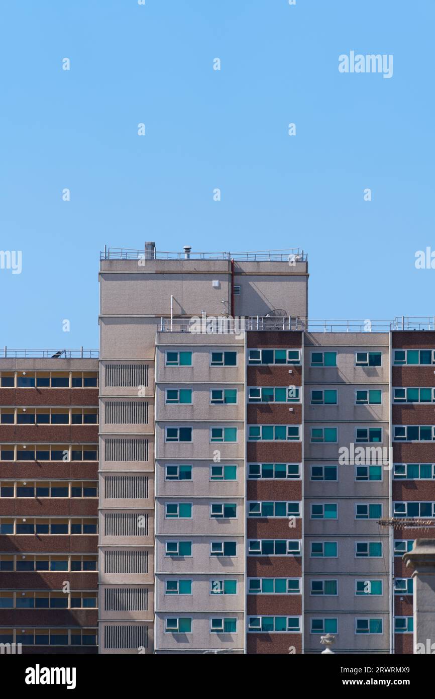 High rise flats and public housing apartment building exterior view ...