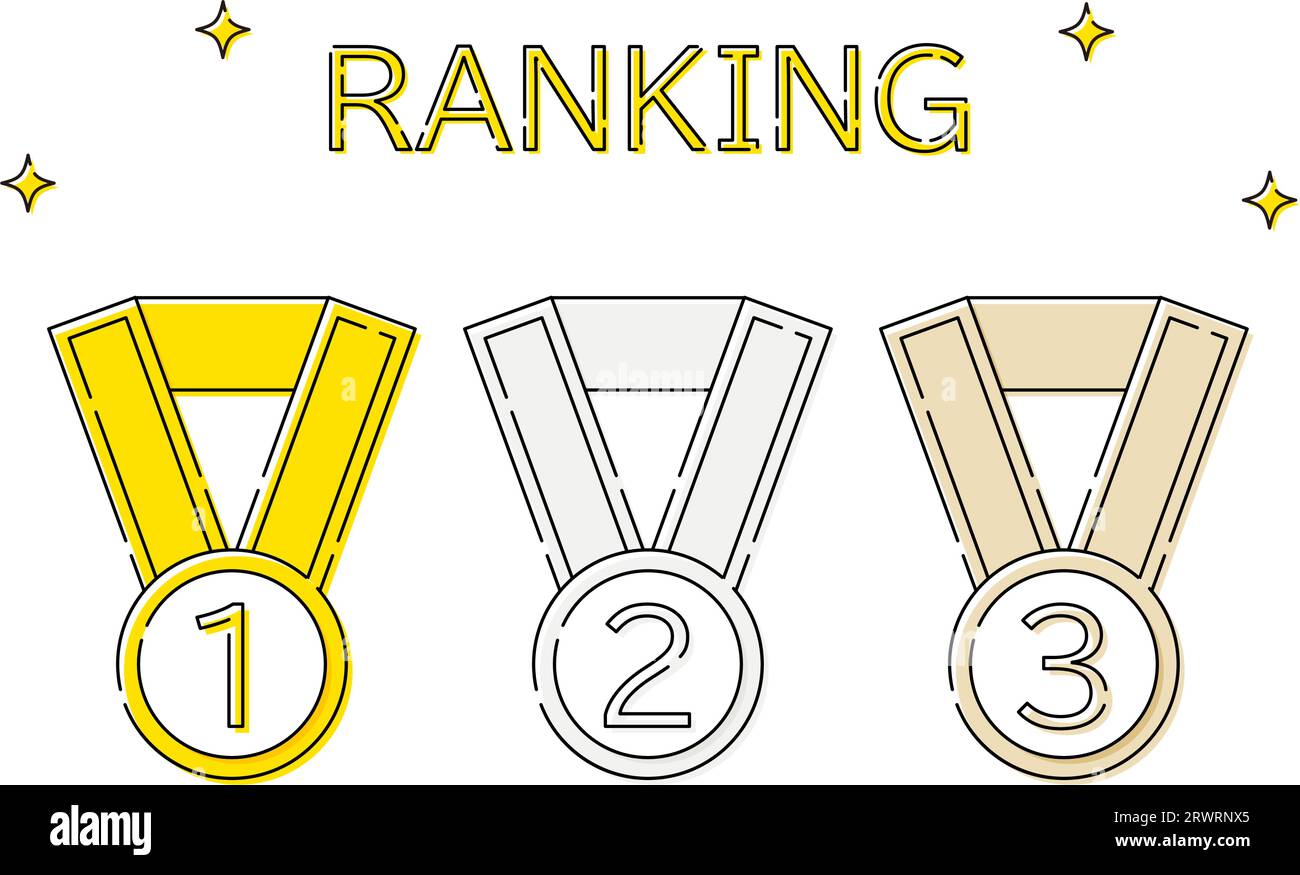 Simple ranking medal badge icon set, 1st to 3rd place, Vector ...