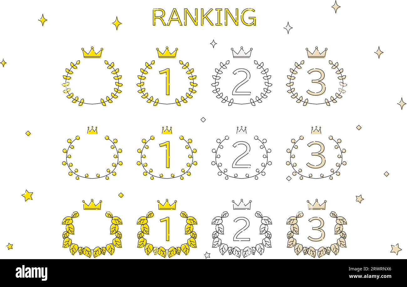 Plant leaf style simple line drawing ranking icon set, Vector ...