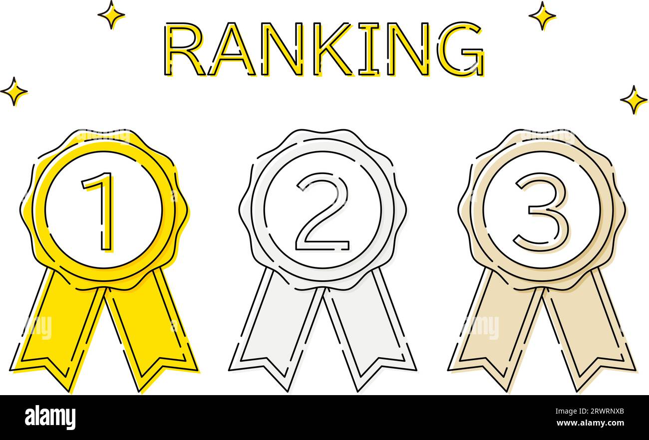 Simple ranking medal badge icon set, 1st to 3rd place, Vector ...