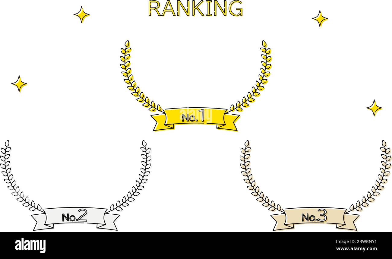 Simple laurel wreath and label ranking icon set, 1st-3rd place, Vector ...
