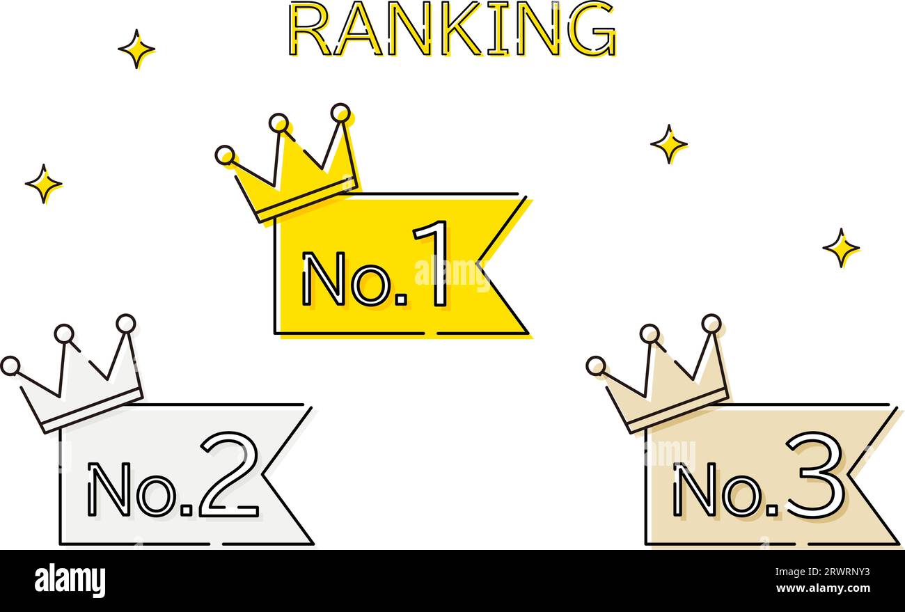 Simple crown and label ranking icon set, 1st to 3rd place, Vector ...