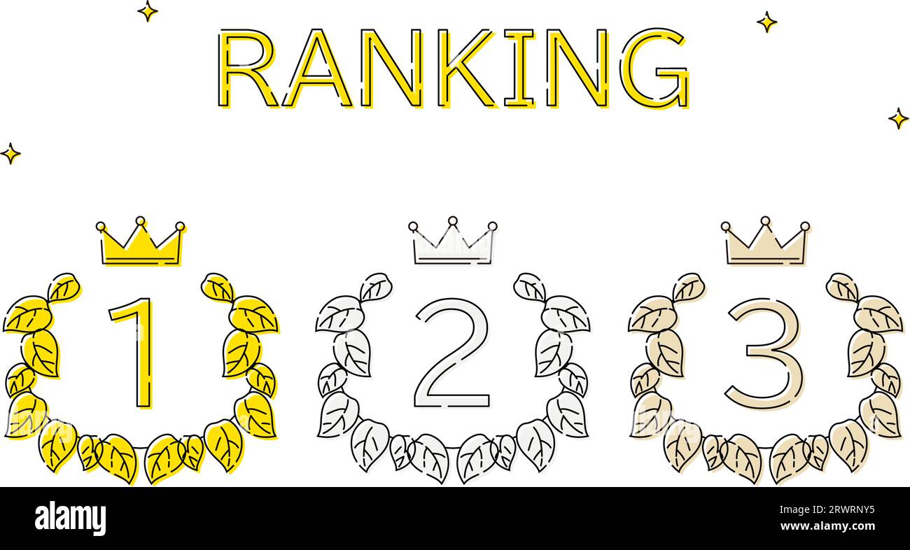 Plant leaf style simple line drawing ranking icon set, Vector ...