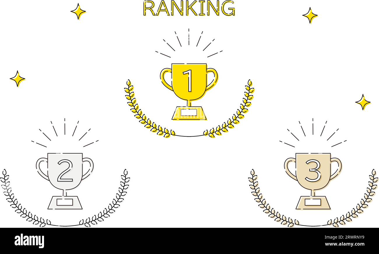Simple trophy and laurel ranking icon set, 1st-3rd place, Vector ...