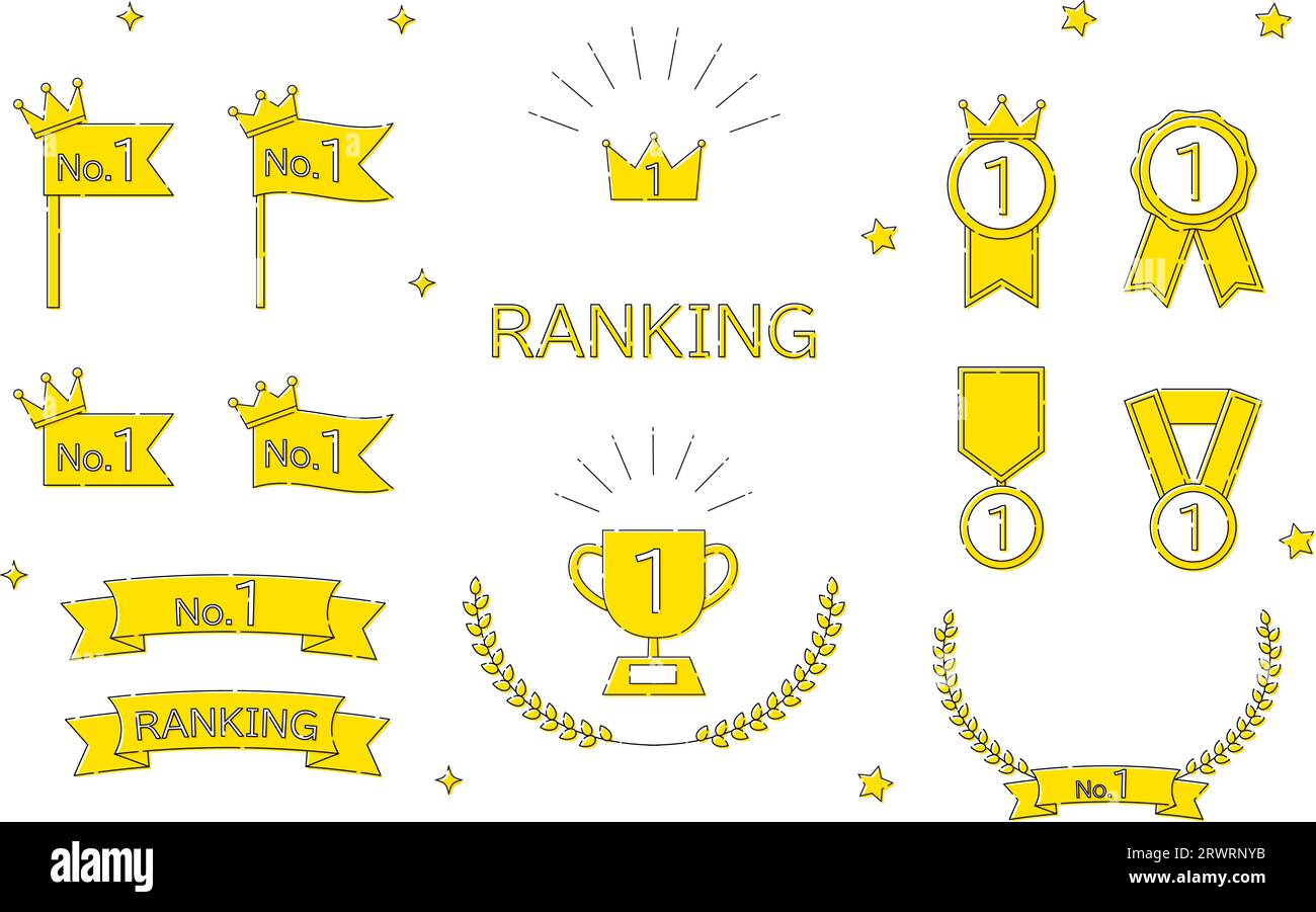 Simple line drawing ranking icon set, First place, Vector Illustration ...