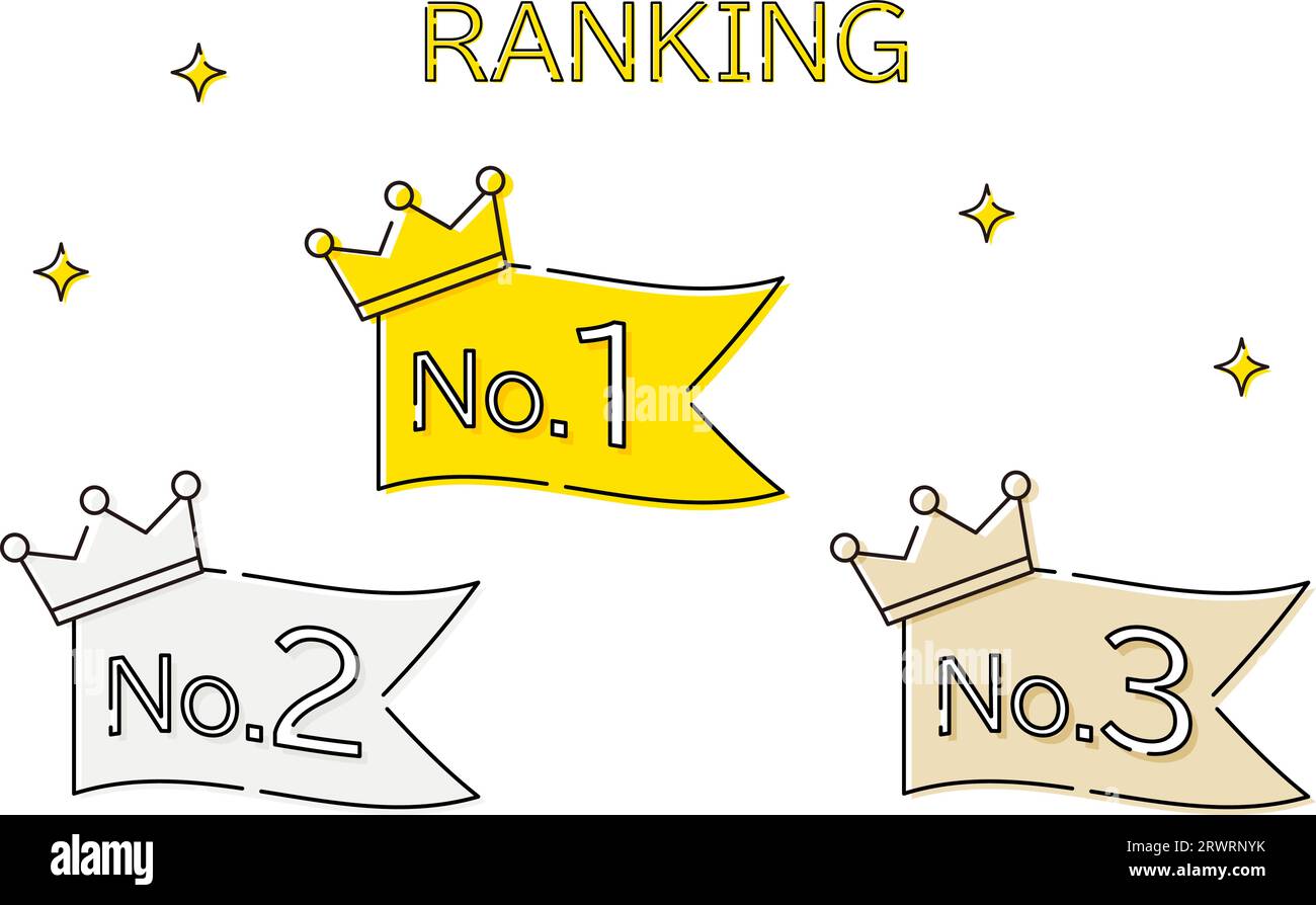 Simple crown and label ranking icon set, 1st to 3rd place, Vector ...