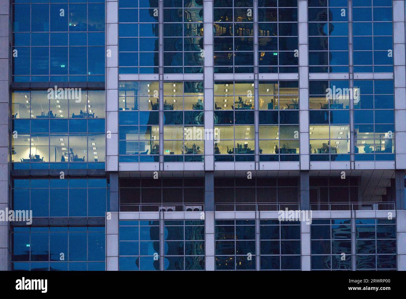 Melbourne office building architecture lit up showing cross section ...