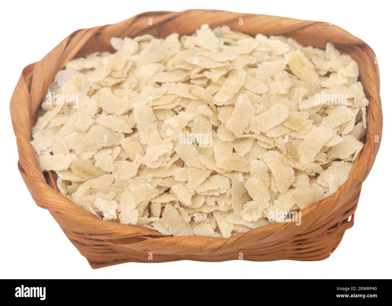 Flattened rice of South East Asia in basket Stock Photo - Alamy