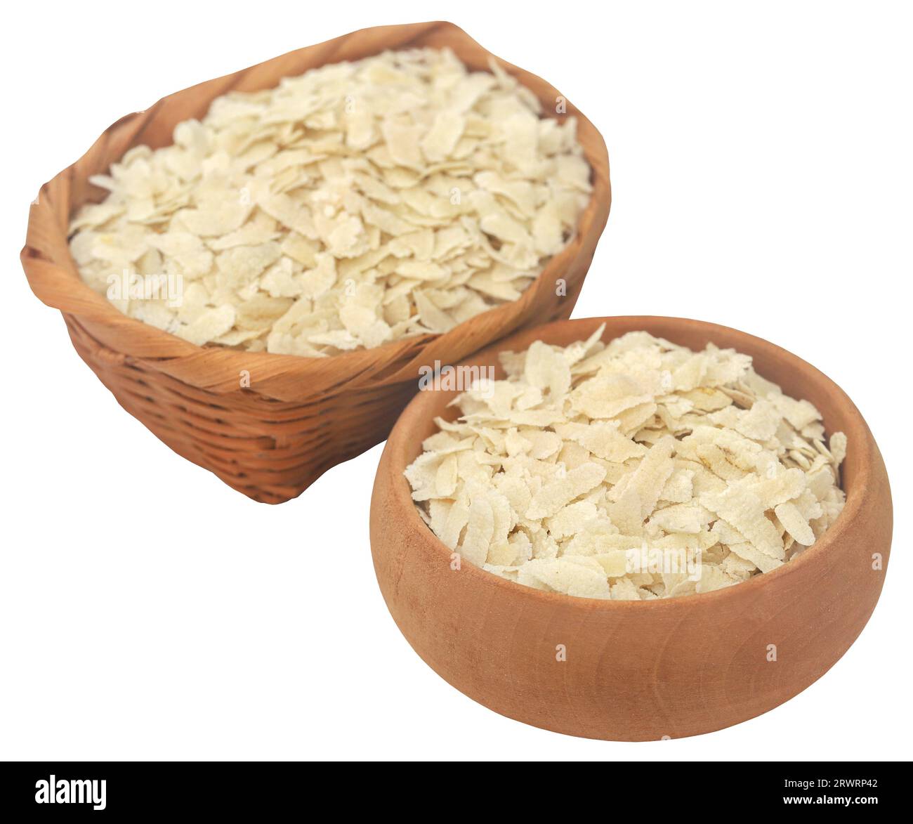 Flattened rice of South East Asia in basket Stock Photo - Alamy
