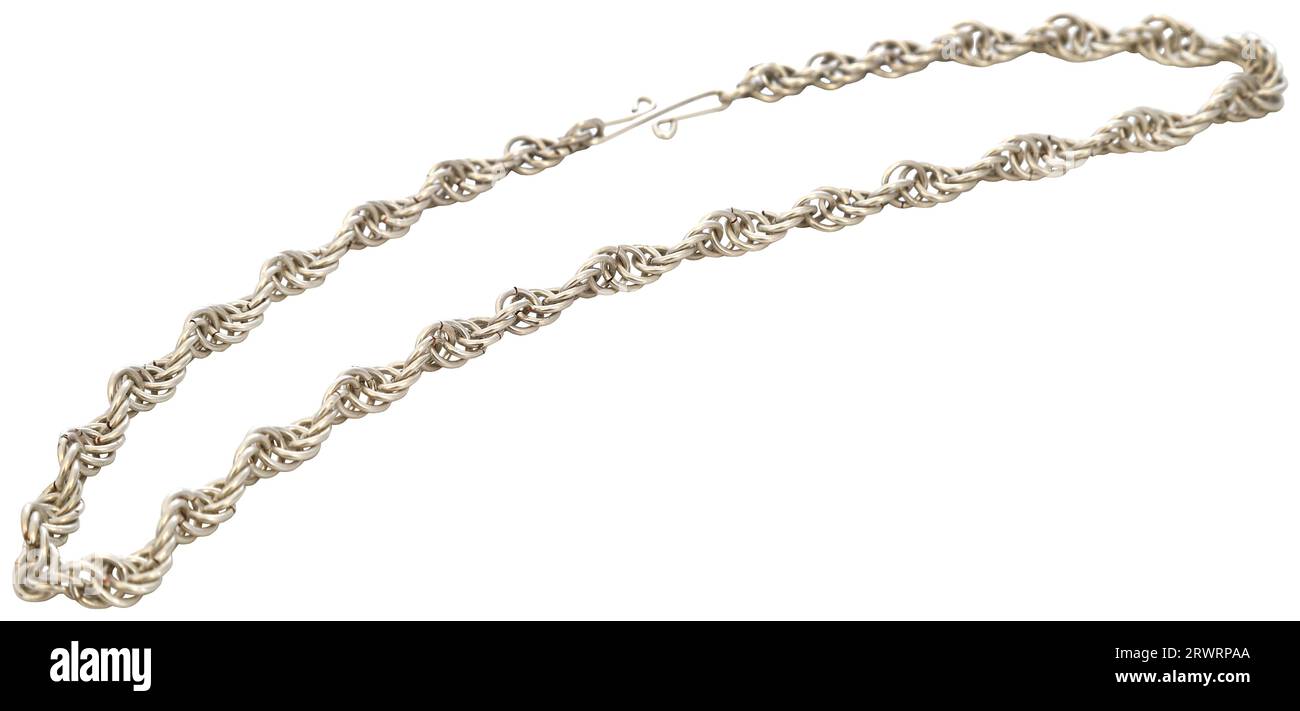 Handmade shiny silver chain isolated Stock Photo - Alamy