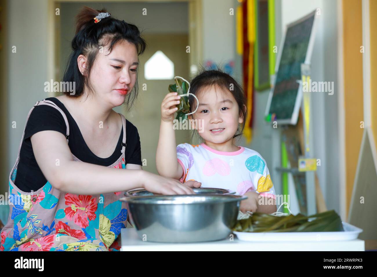 LUANNAN COUNTY, China - June 2, 2022: Kindergarten teachers teach ...