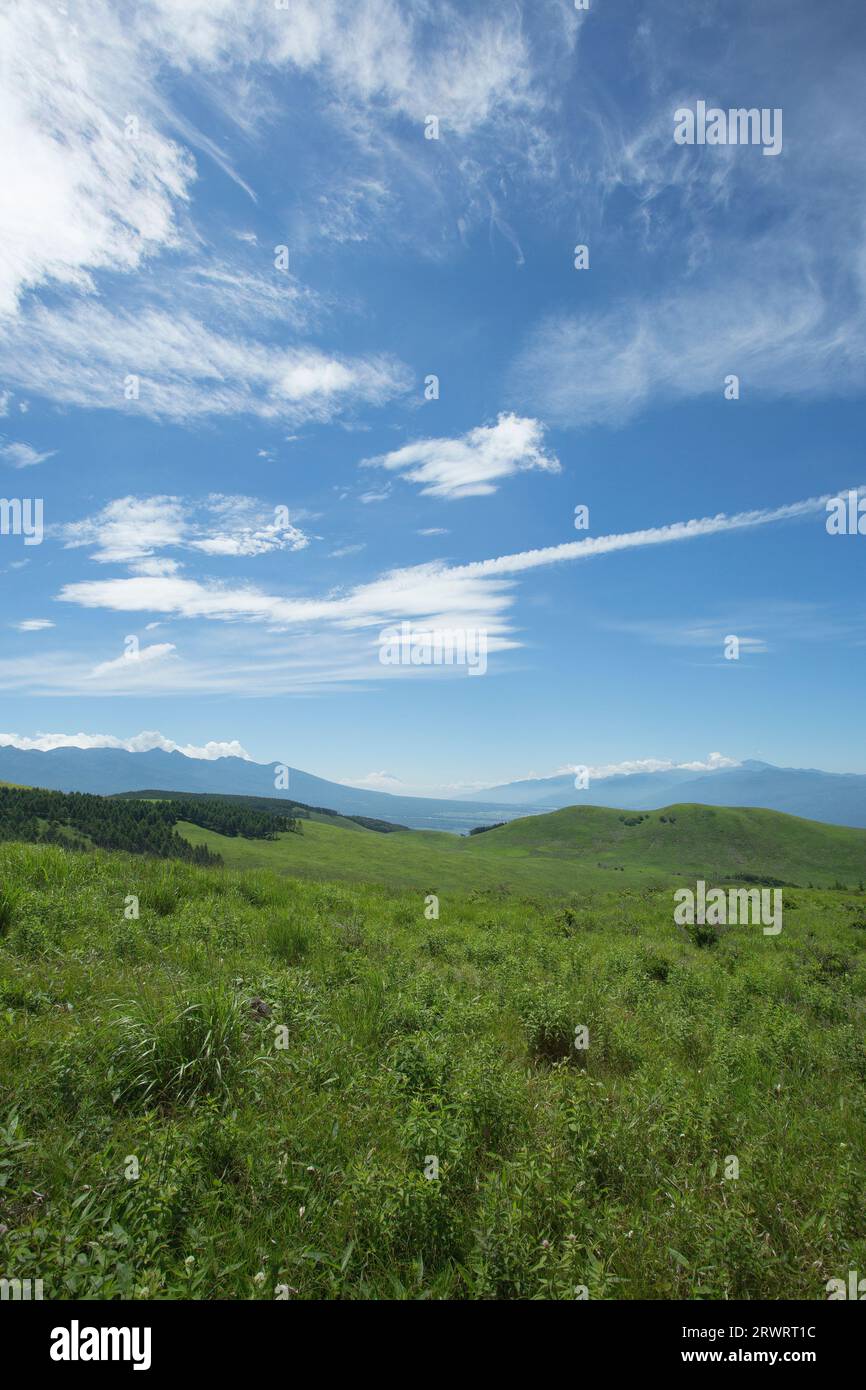 Yatsugatake mountain range, Mt. Fuji and Southern Alps from Kirigamine ...