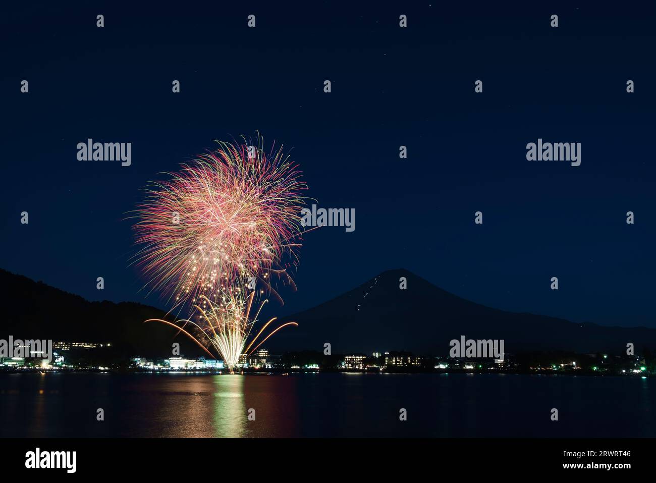 Fuji and Kawaguchiko Lake Festival Fireworks Display Stock Photo - Alamy