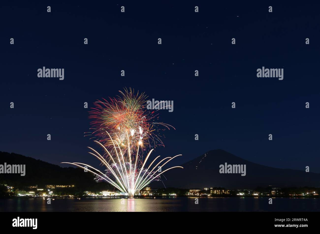 Fuji and Kawaguchiko Lake Festival Fireworks Display Stock Photo - Alamy