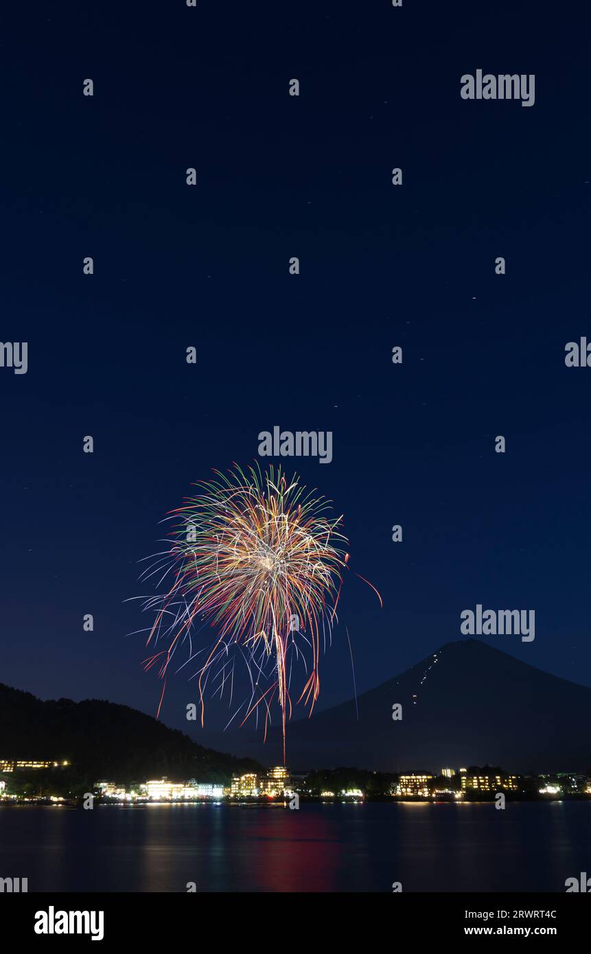 Fuji and Kawaguchiko Lake Festival Fireworks Display Stock Photo - Alamy