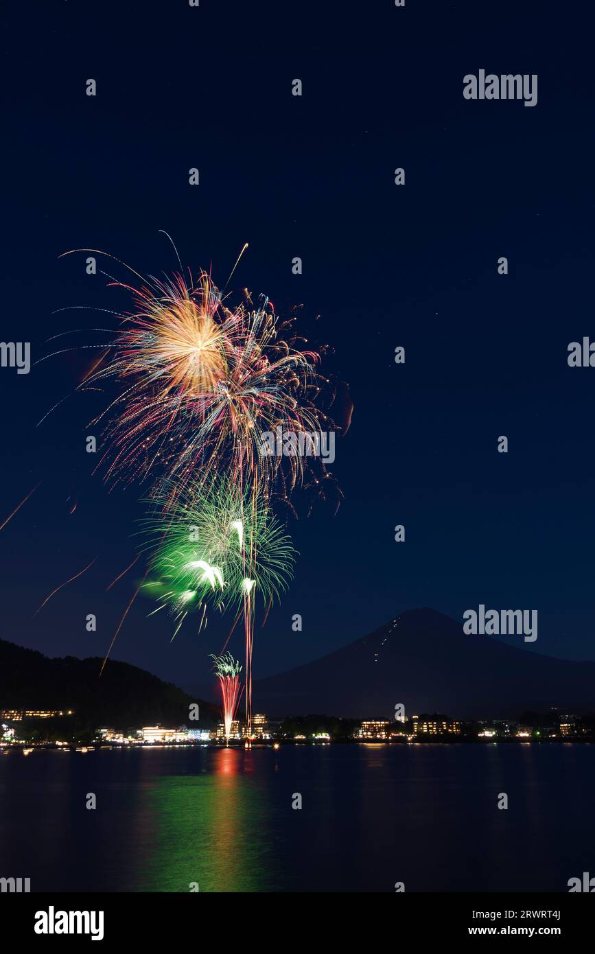 Fuji and Kawaguchiko Lake Festival Fireworks Display Stock Photo - Alamy