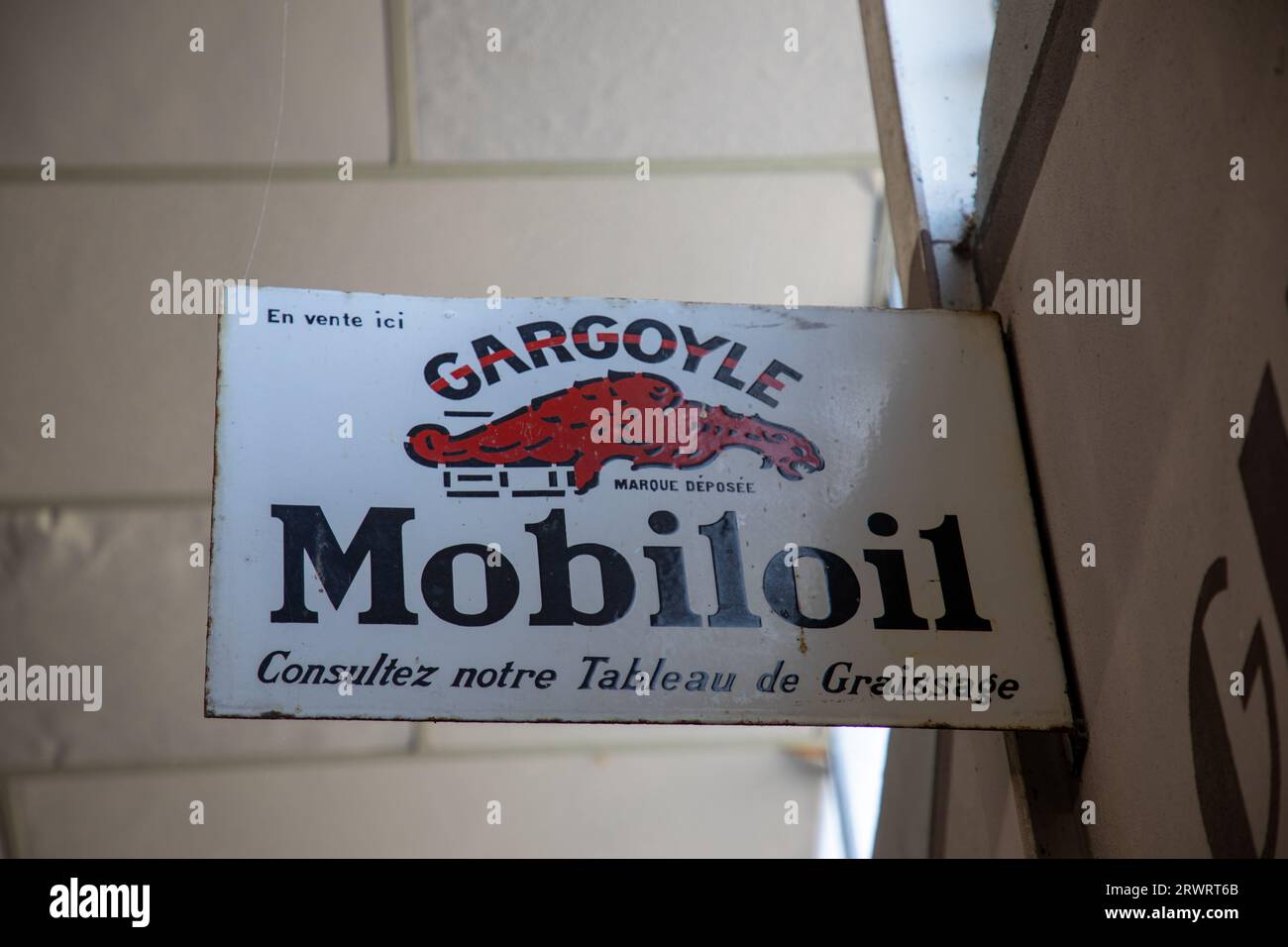 Bordeaux , France - 09 18 2023 : MobilOil Gas Station gargoyle sign ...