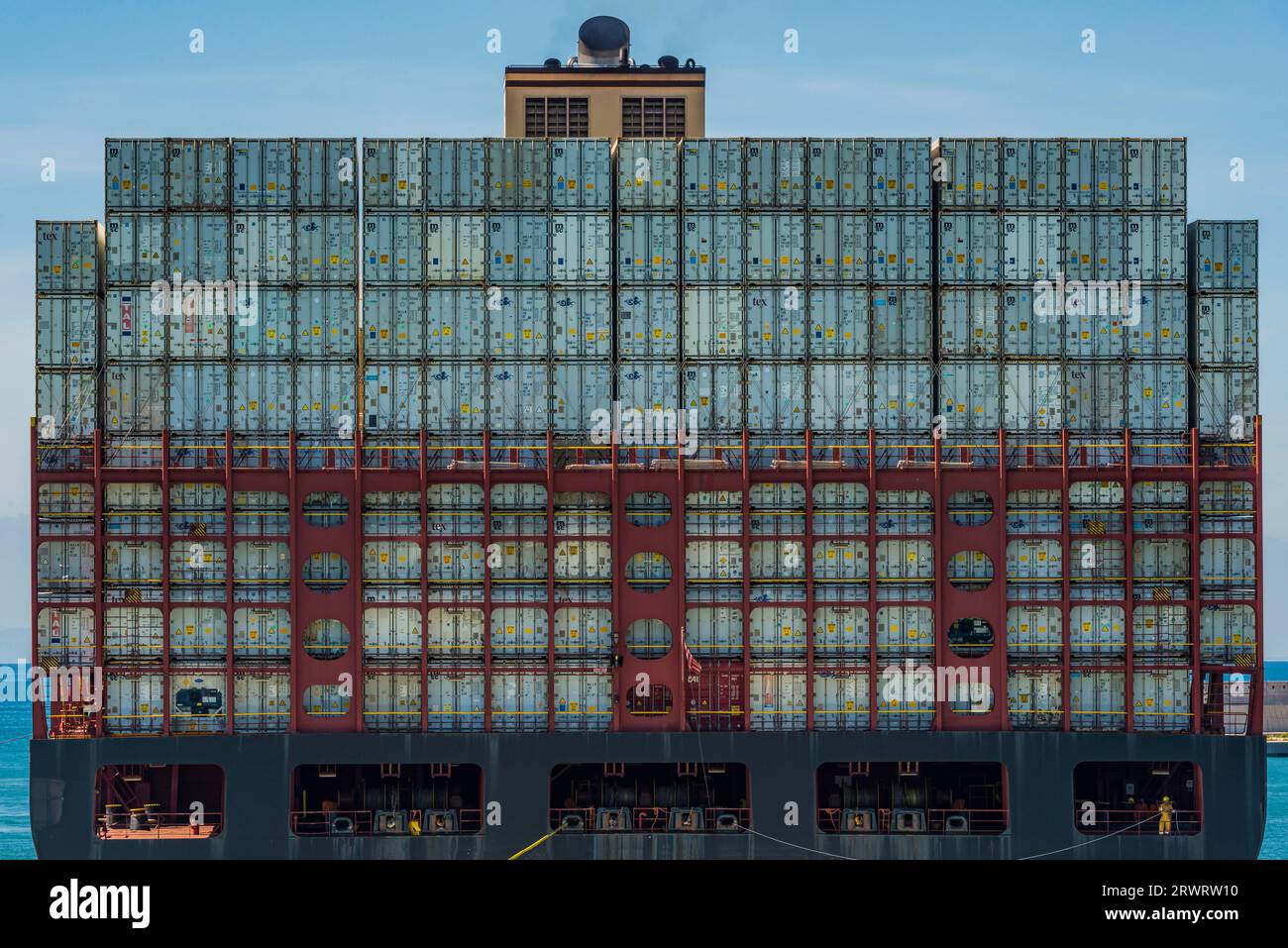 Transport freighter with shipping containers Stock Photo - Alamy