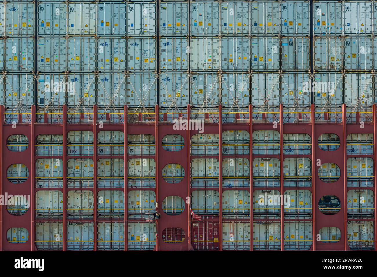 Transport freighter with shipping containers Stock Photo - Alamy