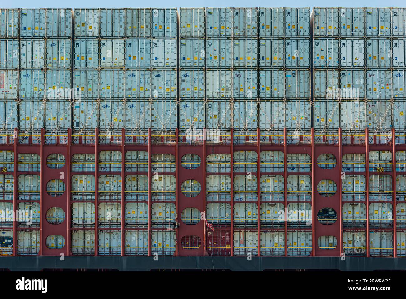 Transport freighter with shipping containers Stock Photo - Alamy