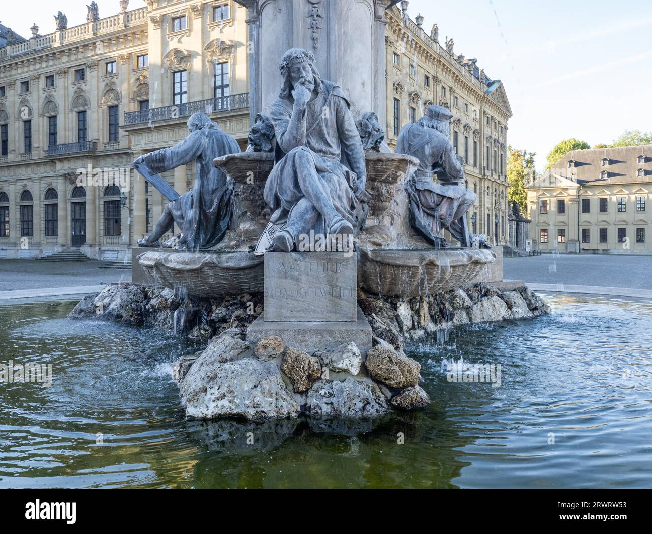 Walther von der Vogelweide sculpture on the Frankoniabrunnen on the ...
