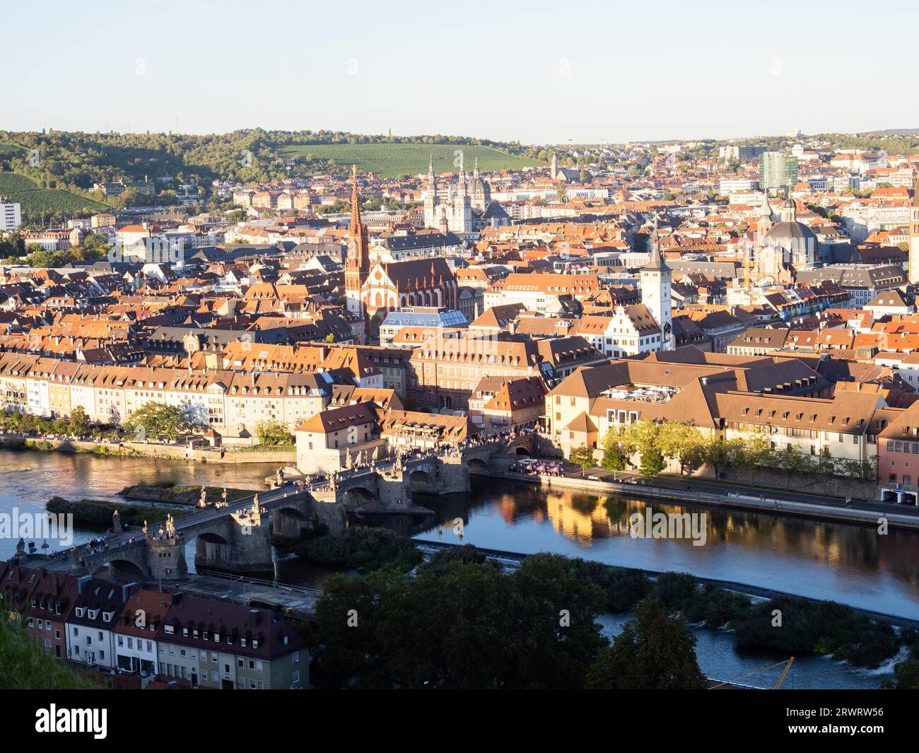 View of old Main bridge, red Gothic Lady Chapel, old town hall and ...