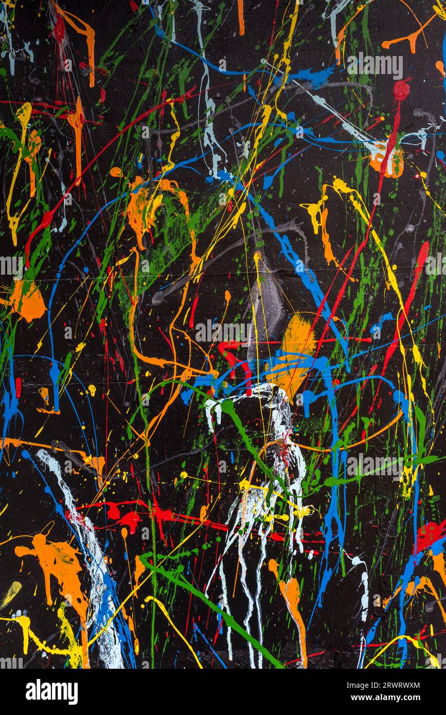 Paint splattered wall texture. High resolution abstract color ...