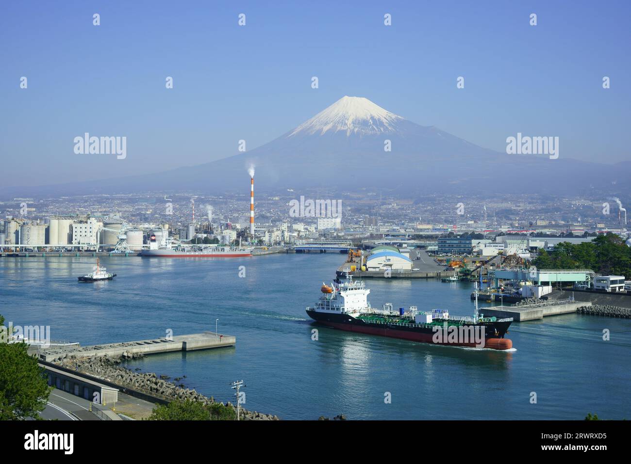 Fuji and cargo ship from Tagonoura Stock Photo - Alamy