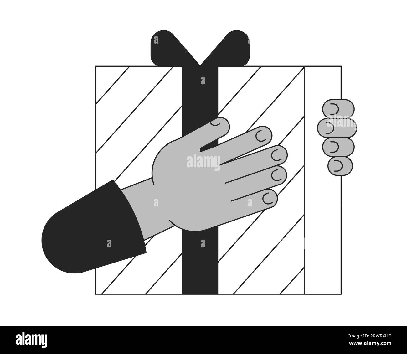 Gift box receiving cartoon human hand outline illustration Stock Vector ...