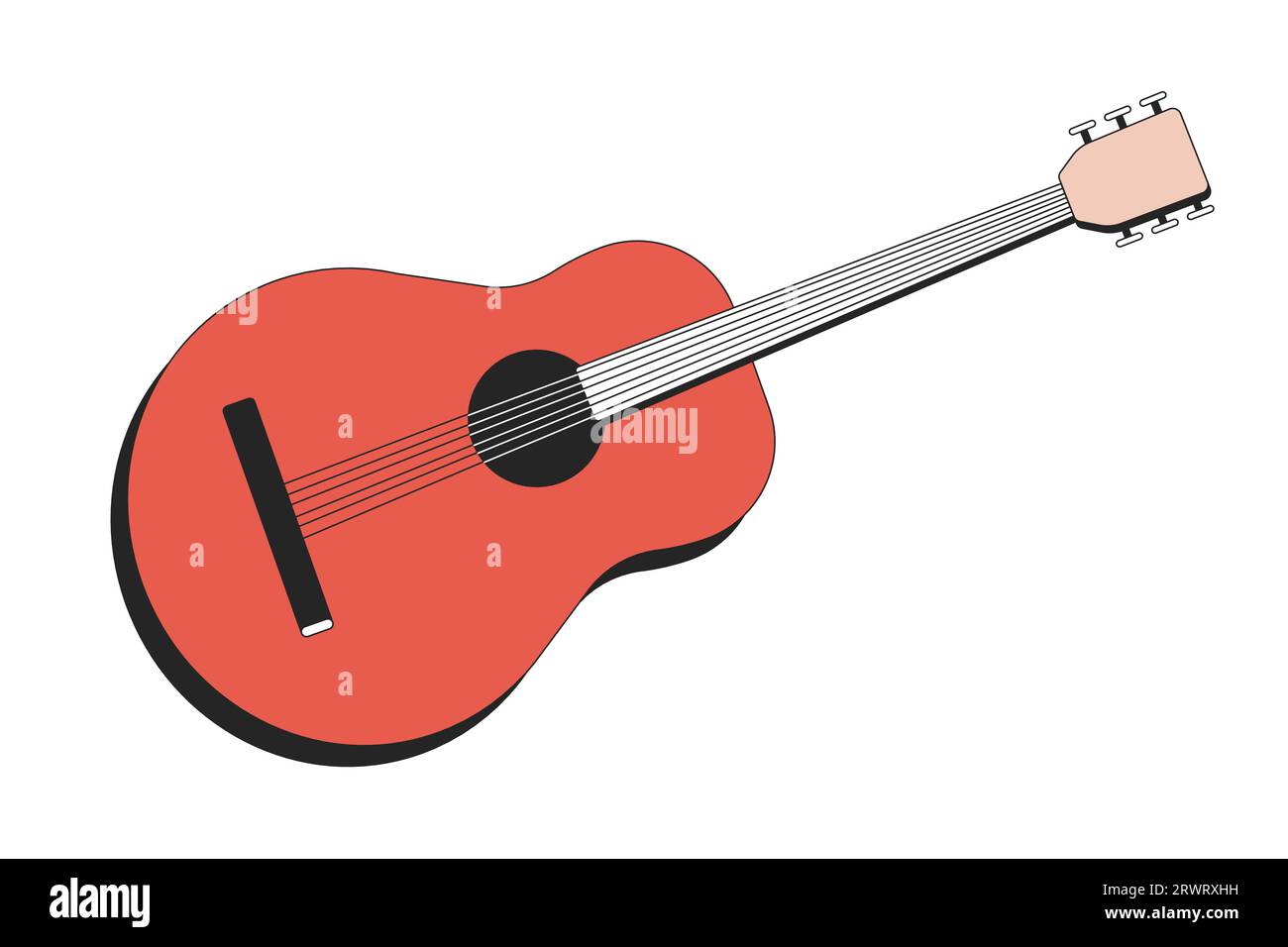Acoustic guitar 2D linear cartoon object Stock Vector Image & Art - Alamy