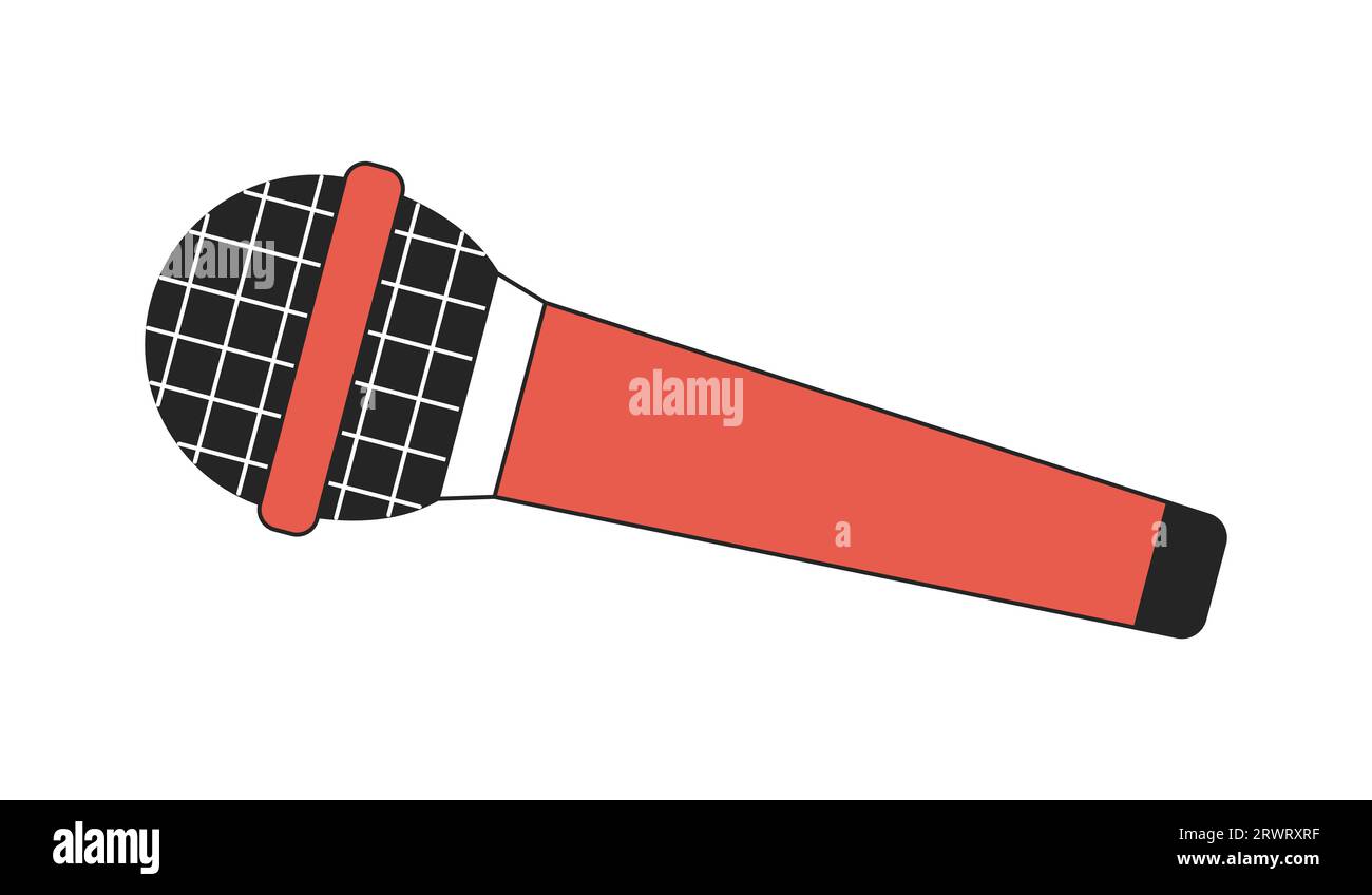 Microphone mic 2D linear cartoon object Stock Vector Image & Art - Alamy