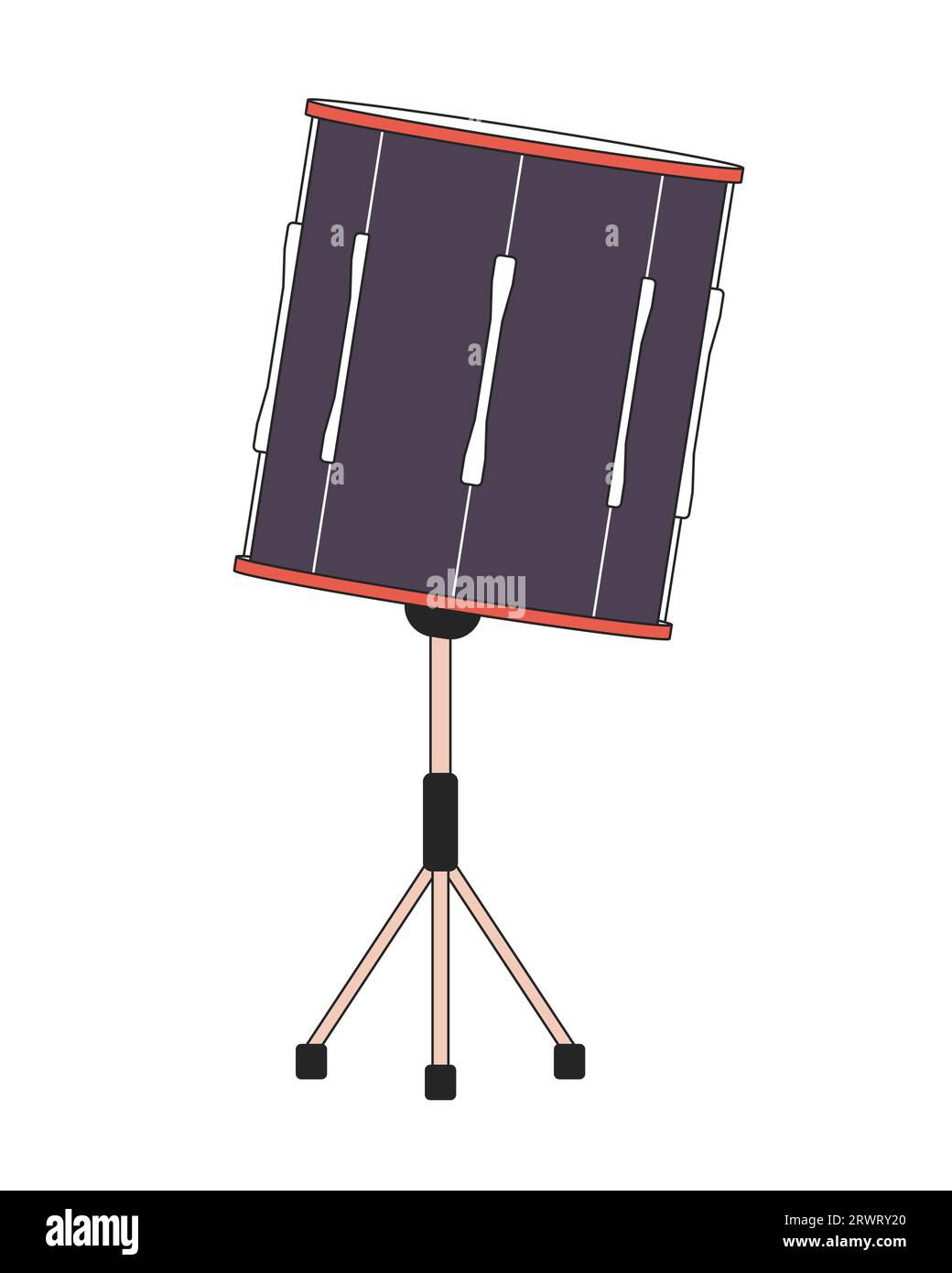 Floor tom standing on three legs 2D linear cartoon object Stock Vector ...