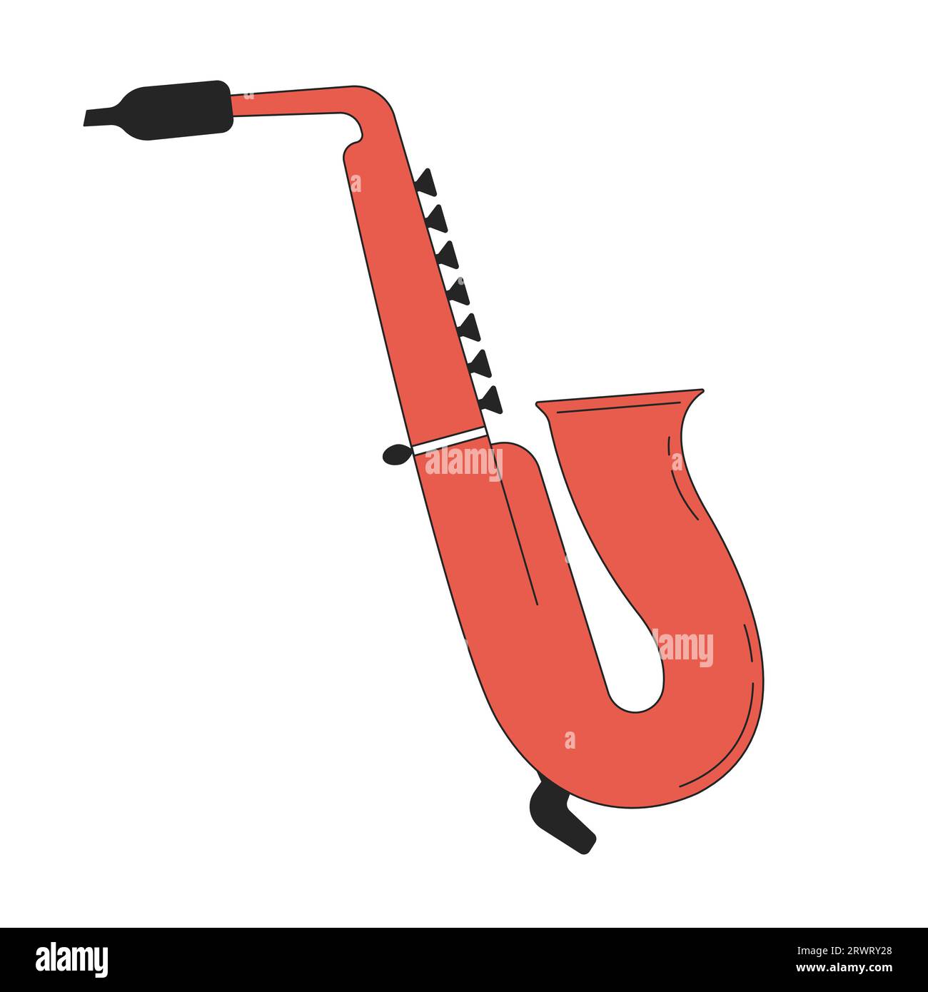 Saxophone musical instrument 2D linear cartoon object Stock Vector ...