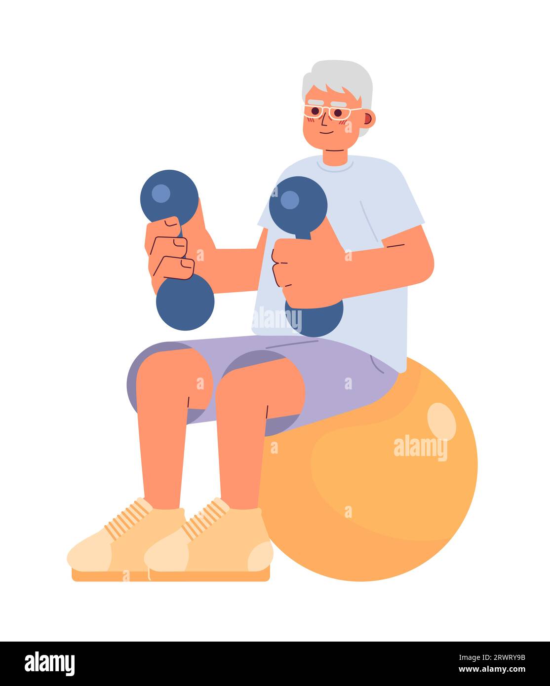 Elderly exercise at home cartoon flat illustration Stock Vector Image ...