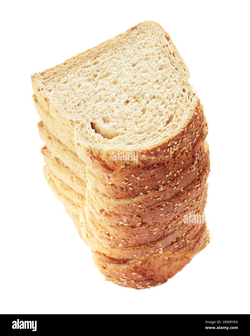 Stack of bread slices isolated on white Stock Photo - Alamy