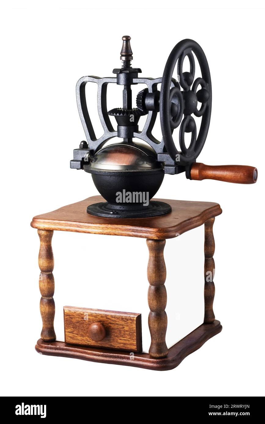 Coffee grinder on white background Stock Photo - Alamy