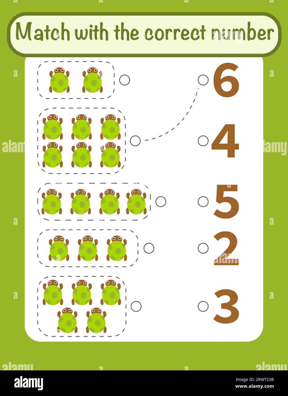 Vector count and match numbers math worksheet template Count green ...