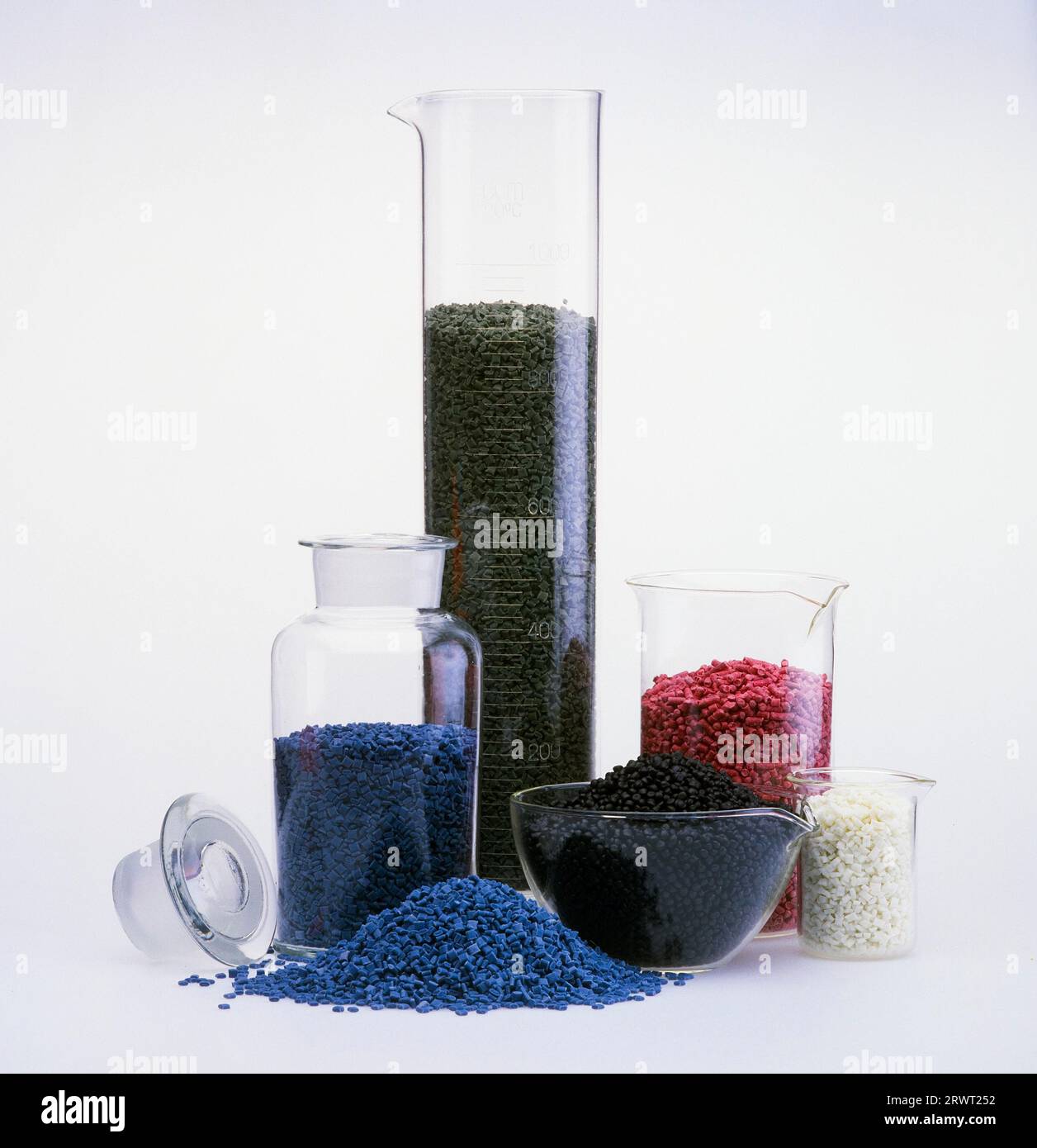 Chemical jars with plastic granules Stock Photo - Alamy