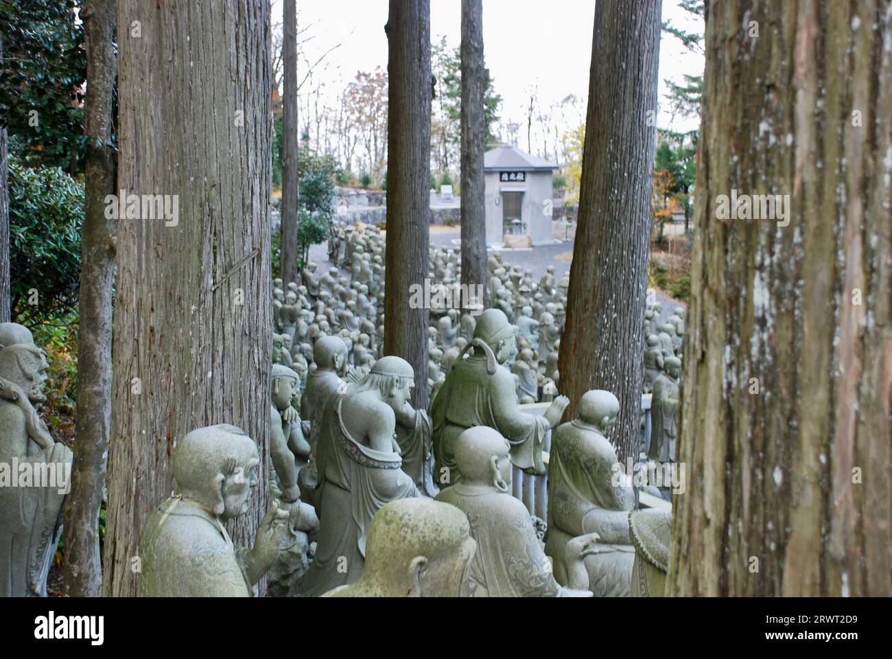 The arhat statues of the Umpenji temple in Miyoshi, Japan Stock Photo ...