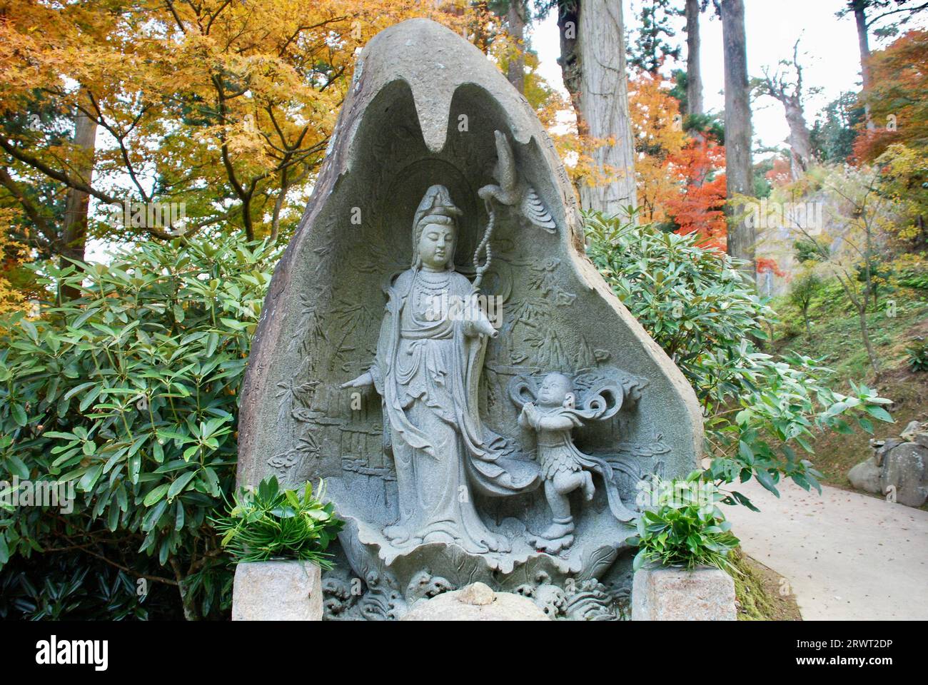 The arhat statues of the Umpenji temple in Miyoshi, Japan Stock Photo ...